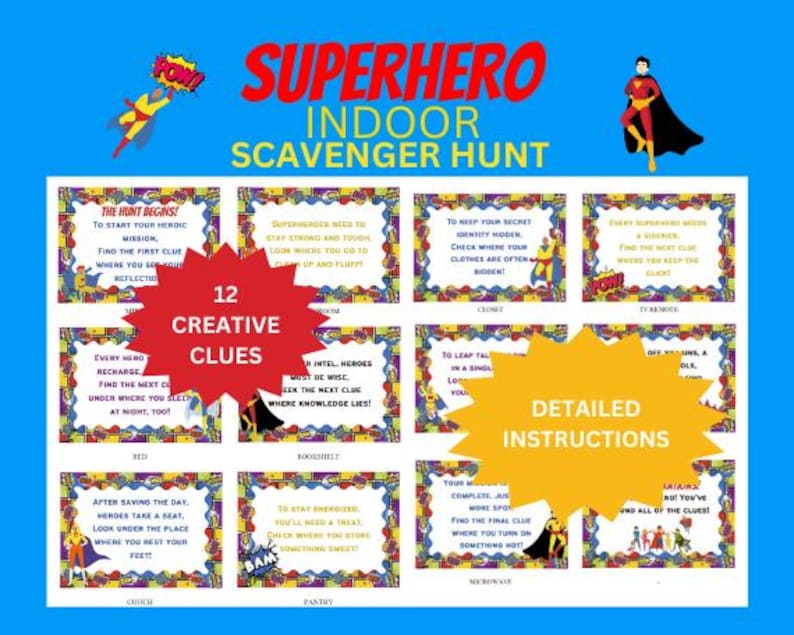 Indoor Superhero Scavenger Hunt - Etsy