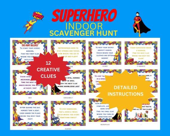 Indoor Superhero Scavenger Hunt - Etsy