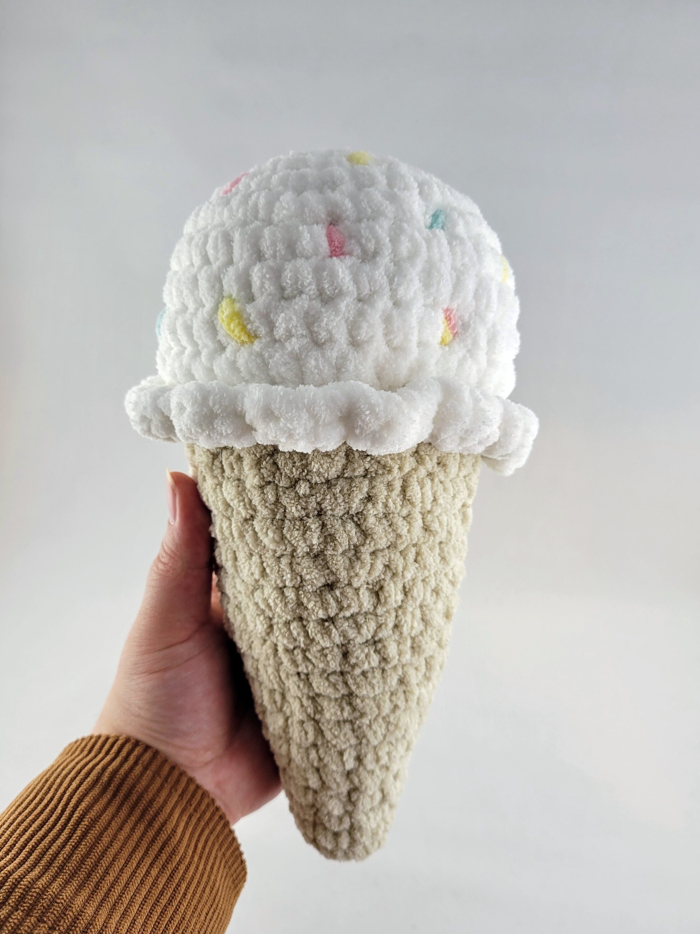 Vanilla With Sprinkles Ice Cream Cone Crochet Plushie Decorative ...