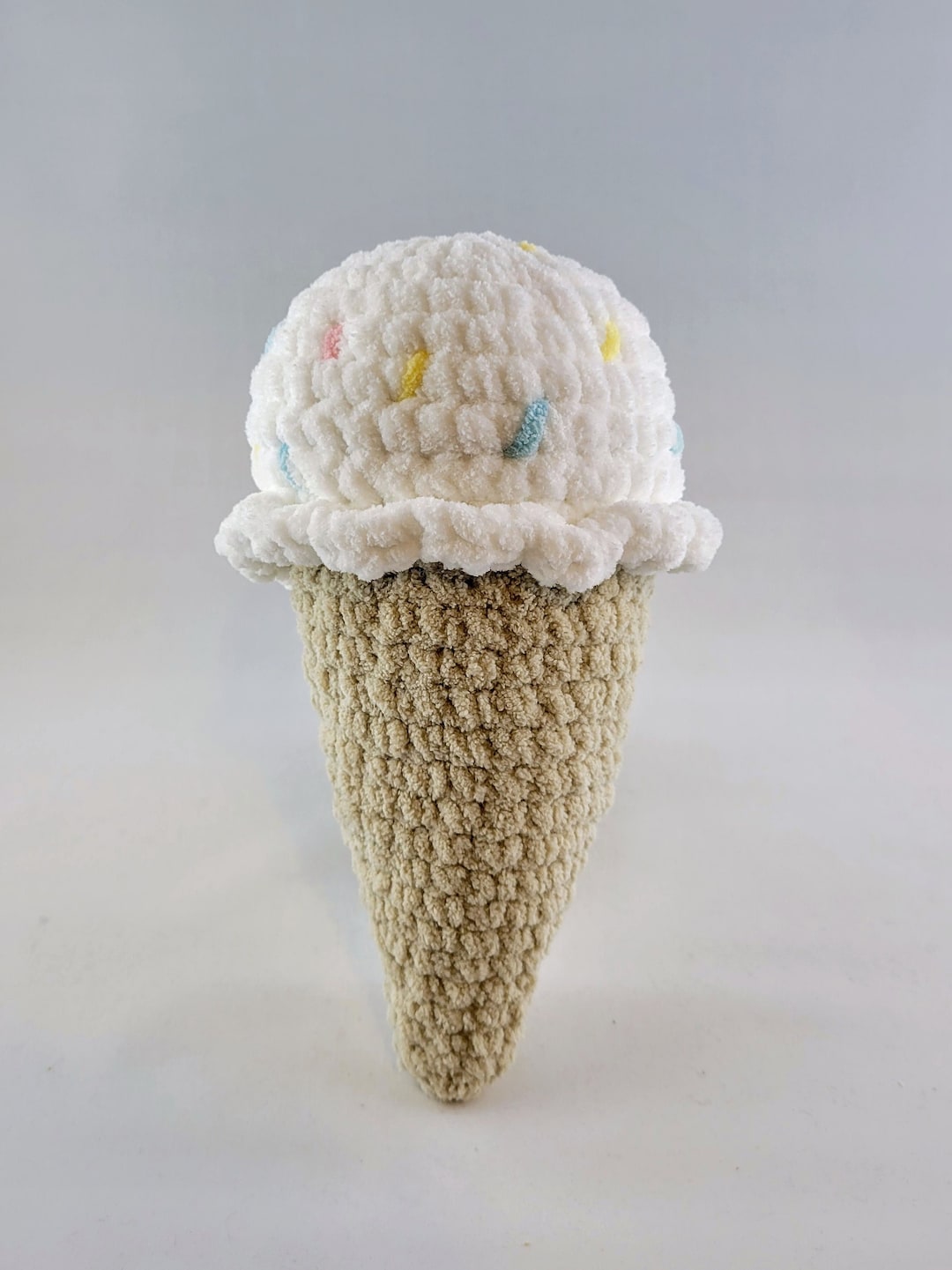 Vanilla With Sprinkles Ice Cream Cone Crochet Plushie Decorative ...