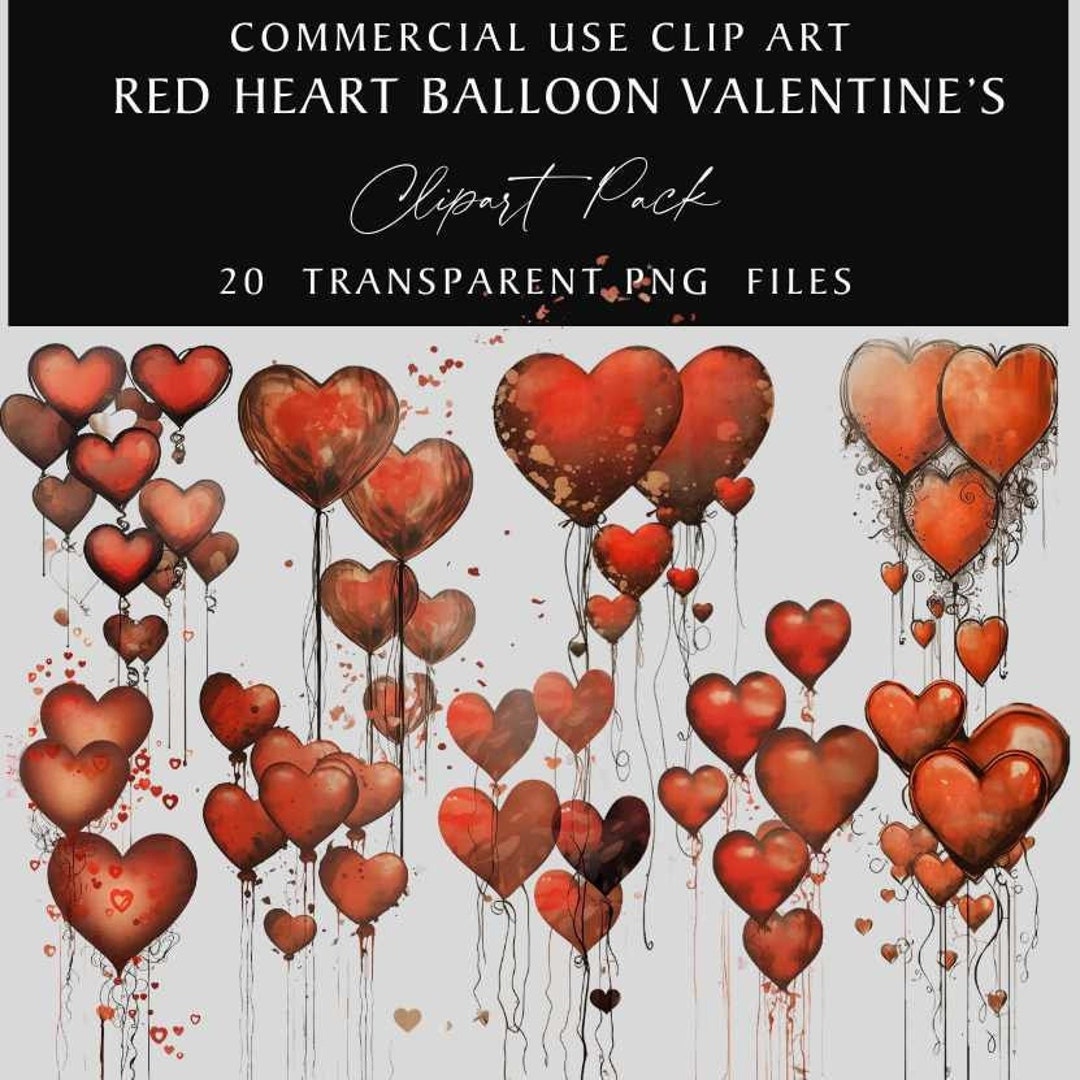 Digital Clip Art Valentine Red Hearts Card Valentine Crafts Instant ...