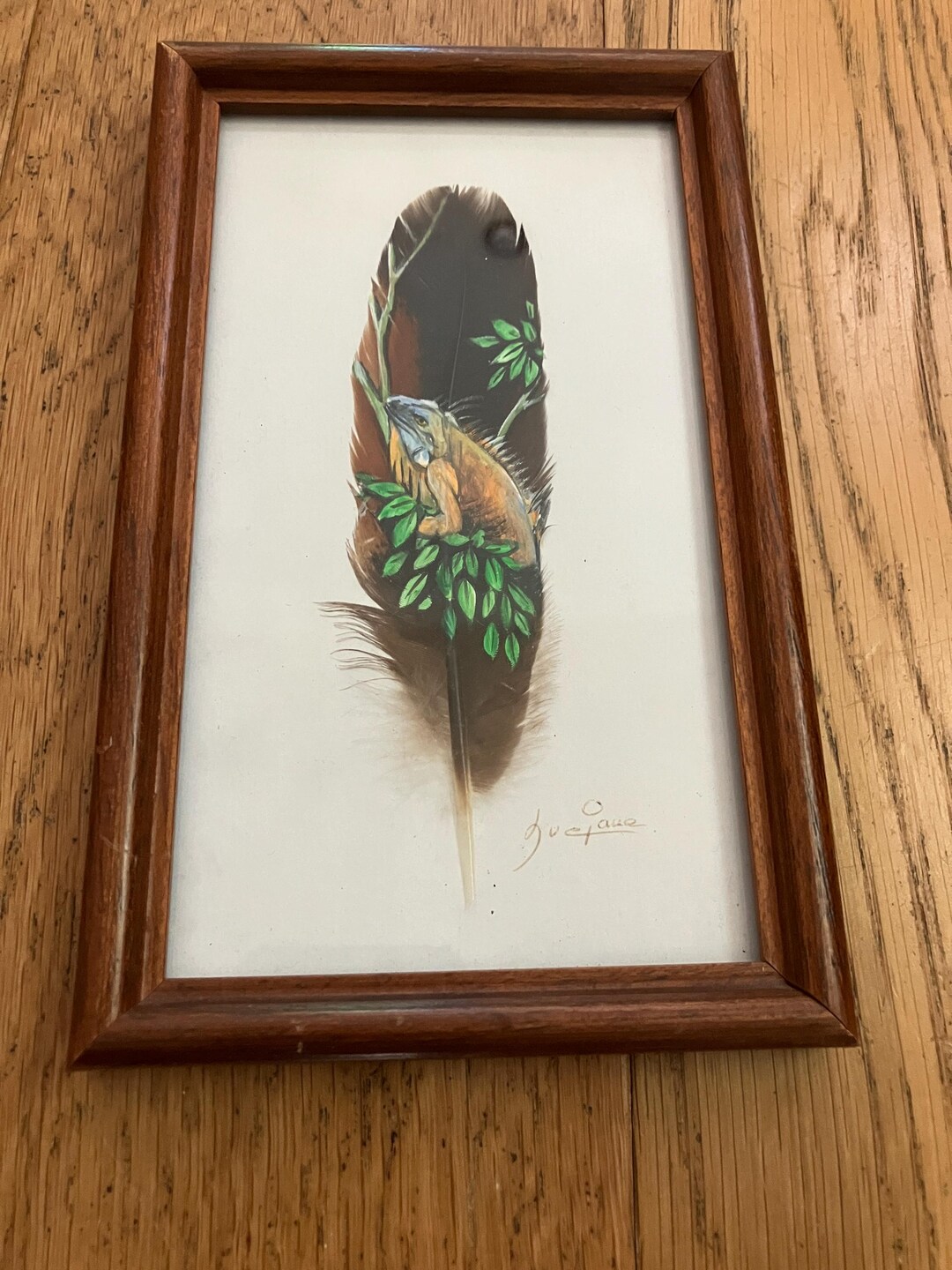 COSTA RICAN ART rainforest Bird Feather Painted W/acrylic By: Noted ...