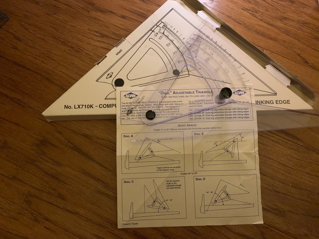 ALVIN LX710K COMPUTING Trig-scale 10 Adjustable Triangle W/inking Edge ...