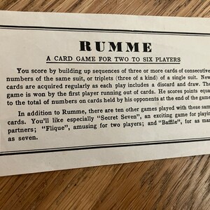 RUMME and Ten Other Good Games Rare Antique Find: MILTON BRADLEY Card ...
