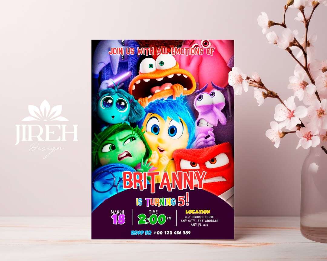 Inside Out 2 Birthday Invitation With FREE Inside Out Thank You Tags ...