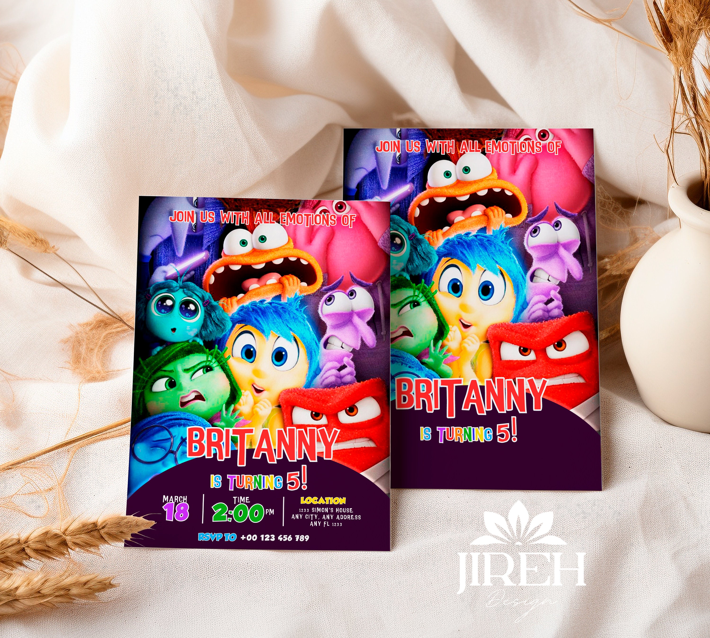 Inside Out 2 Birthday Invitation With FREE Inside Out Thank You Tags ...