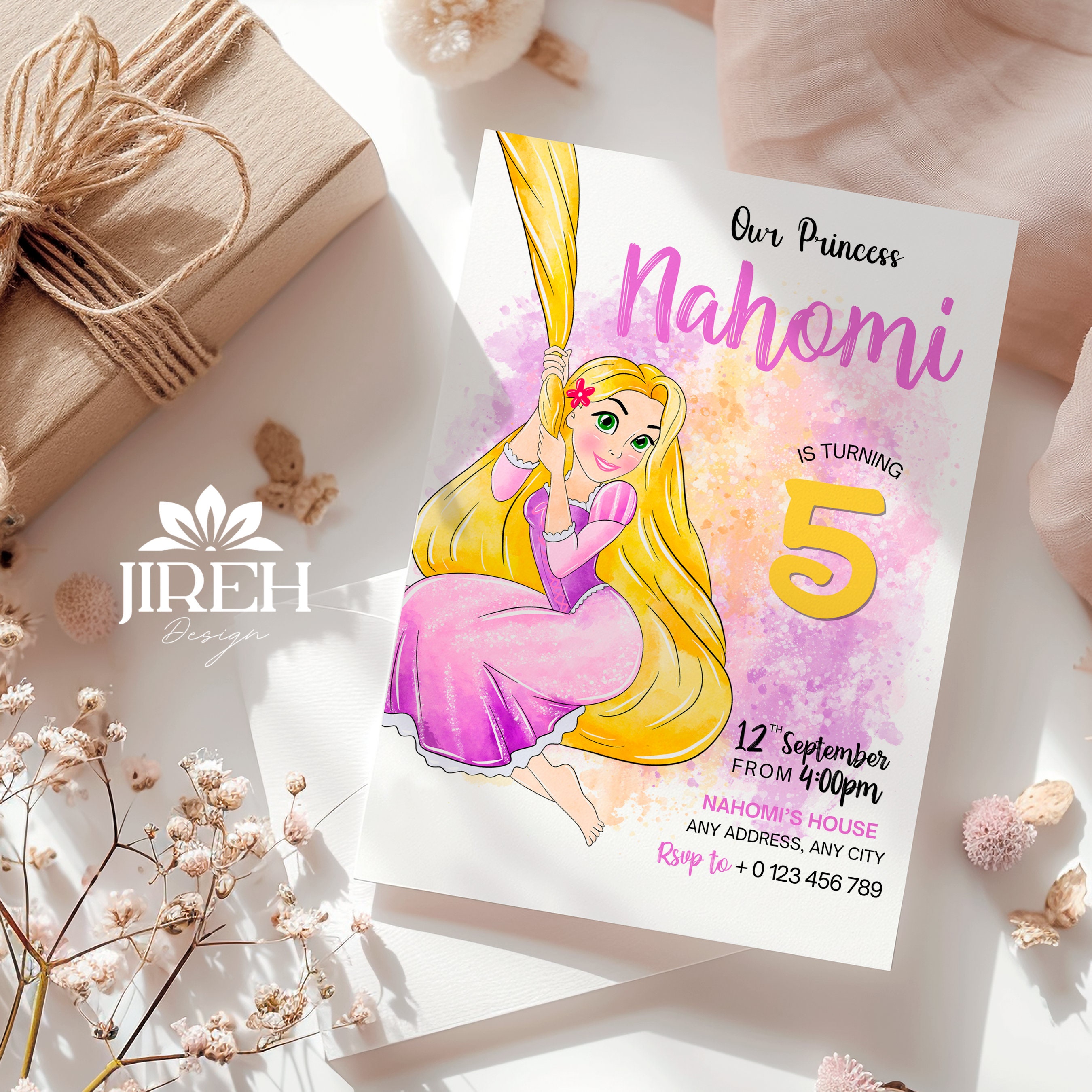 EDITABLE Rapunzel Birthday Invitation Princess Birthday Invitation ...