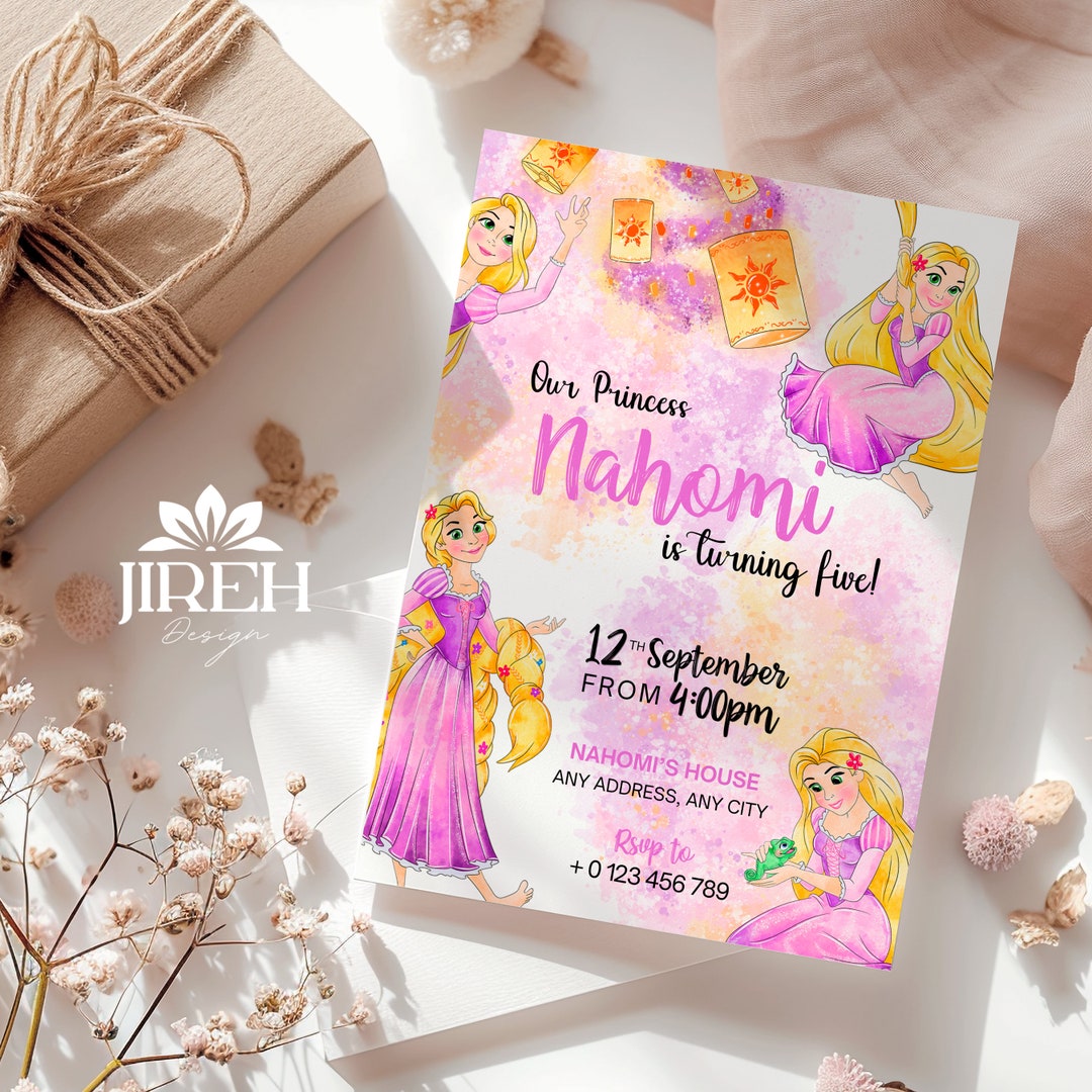 EDITABLE Rapunzel Birthday Invitation Princess Birthday Invitation ...