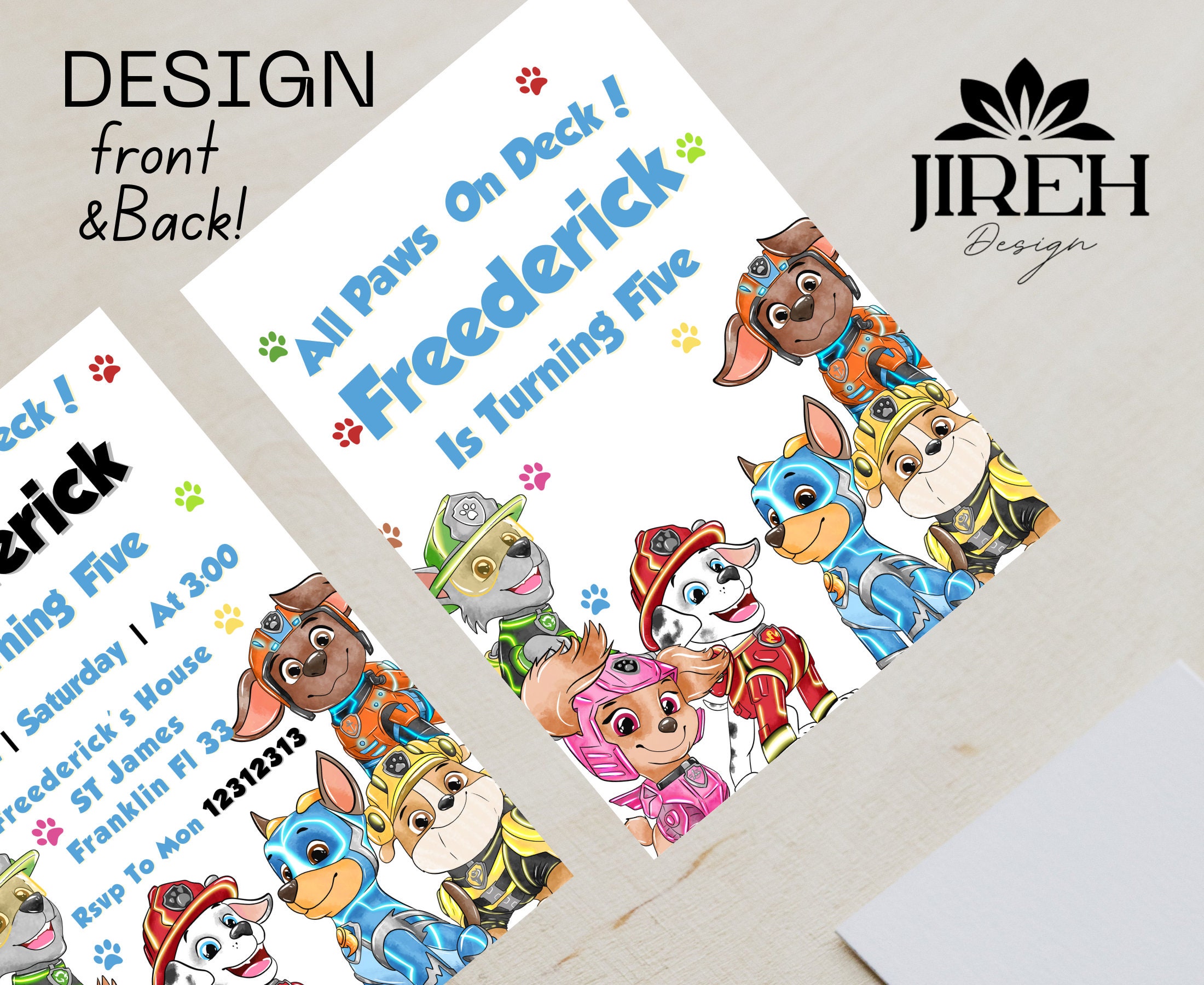 EDITABLE Party Birthday Invitation Canva / Paw-ty Invitaiton Card ...