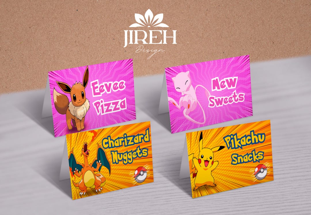 Pokemon Food Tent Label Printable Pikachu Party Decor Buffet Cards ...