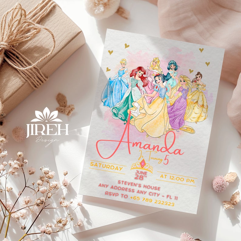 Editable Princess Birthday Invitation Girl Princess Birthday Party ...