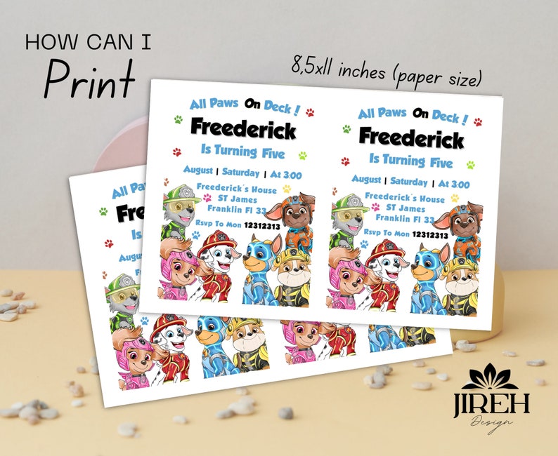 EDITABLE Party Birthday Invitation Canva / Paw-ty Invitaiton Card ...