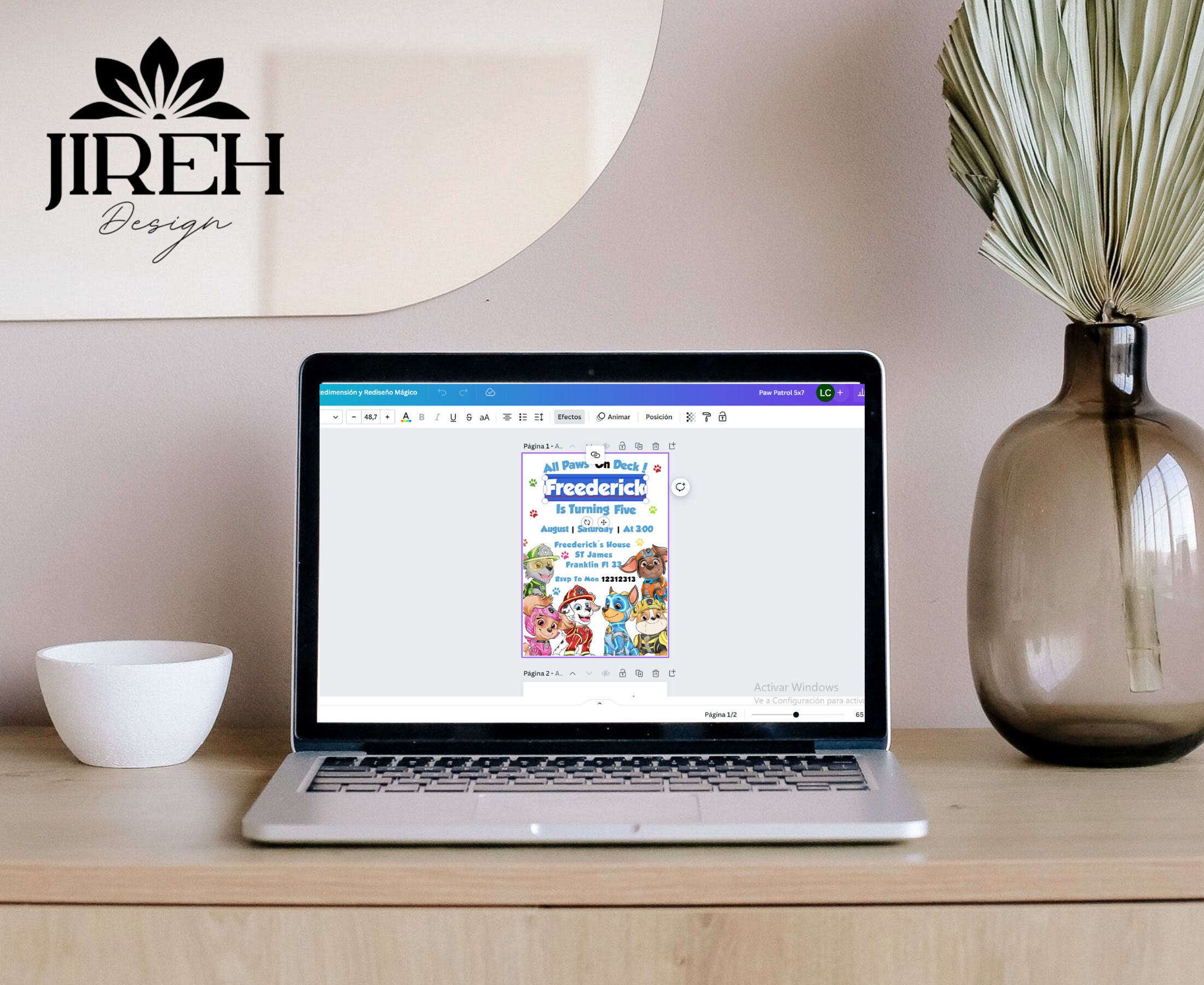 EDITABLE Party Birthday Invitation Canva / Paw-ty Invitaiton Card ...