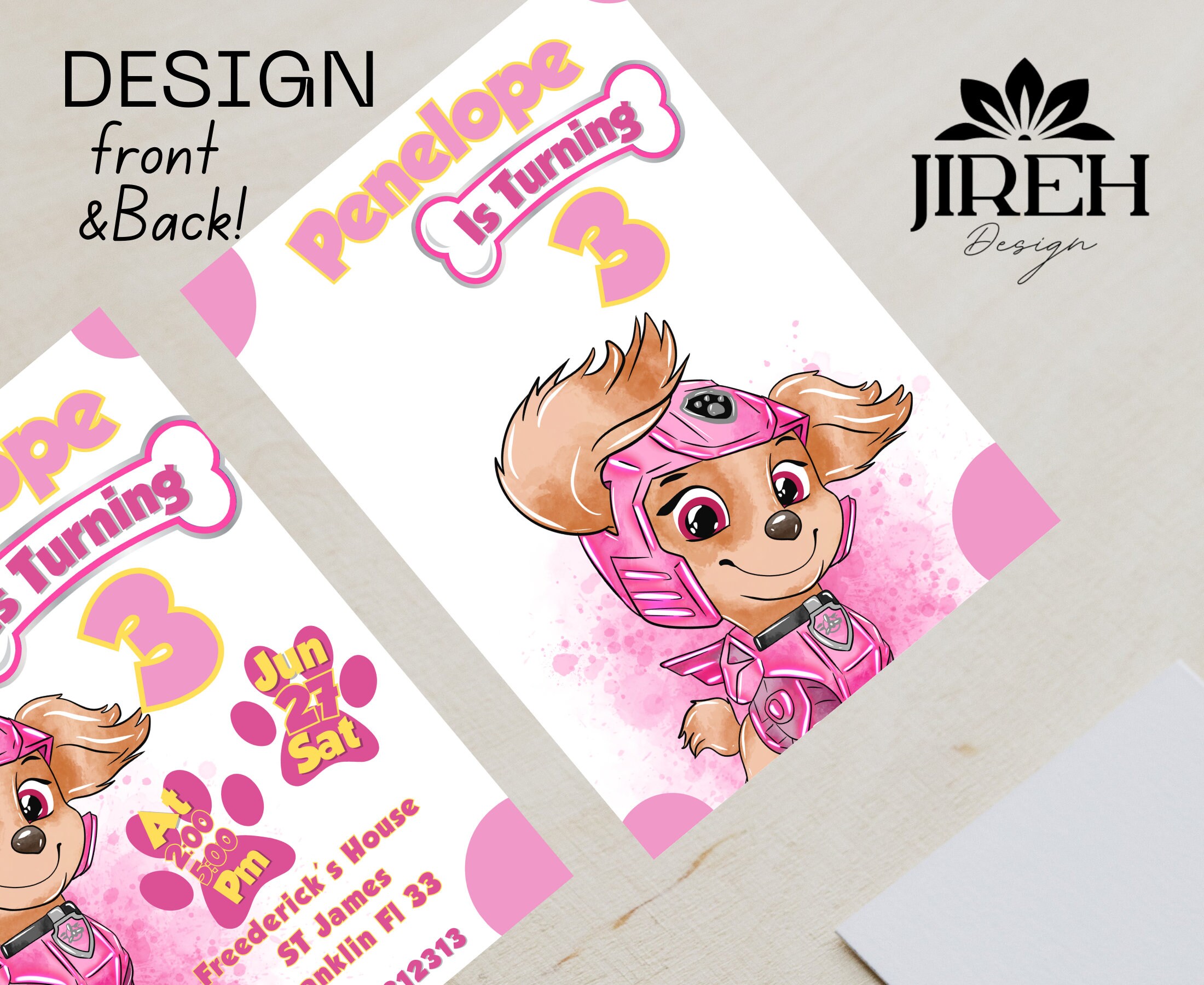 EDITABLE Party Birthday Invitation Canva / Paw-ty Invitaiton Card ...