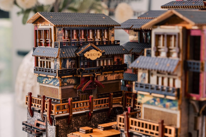 Ginzan Onsen Book Nook DIY | 1:64 Wooden Miniature Japanese Street ...