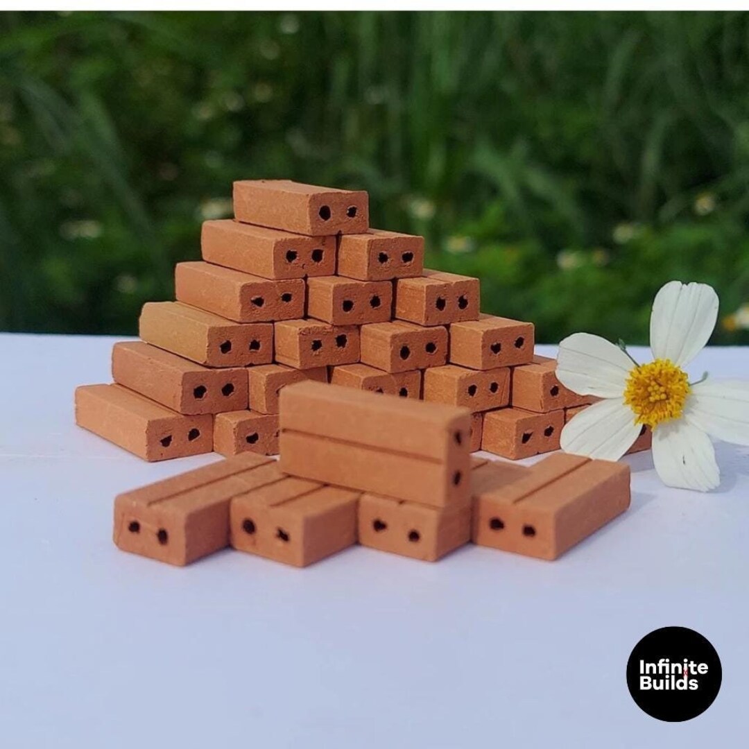 300 Miniature Red Bricks | 1:10 Scale | Dollhouse Construction ...