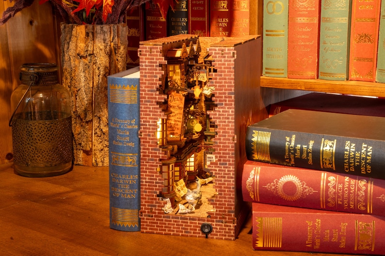 DIY Wizard Alley Book Nook Kit: Miniature Bookshelf Insert With LED - Etsy