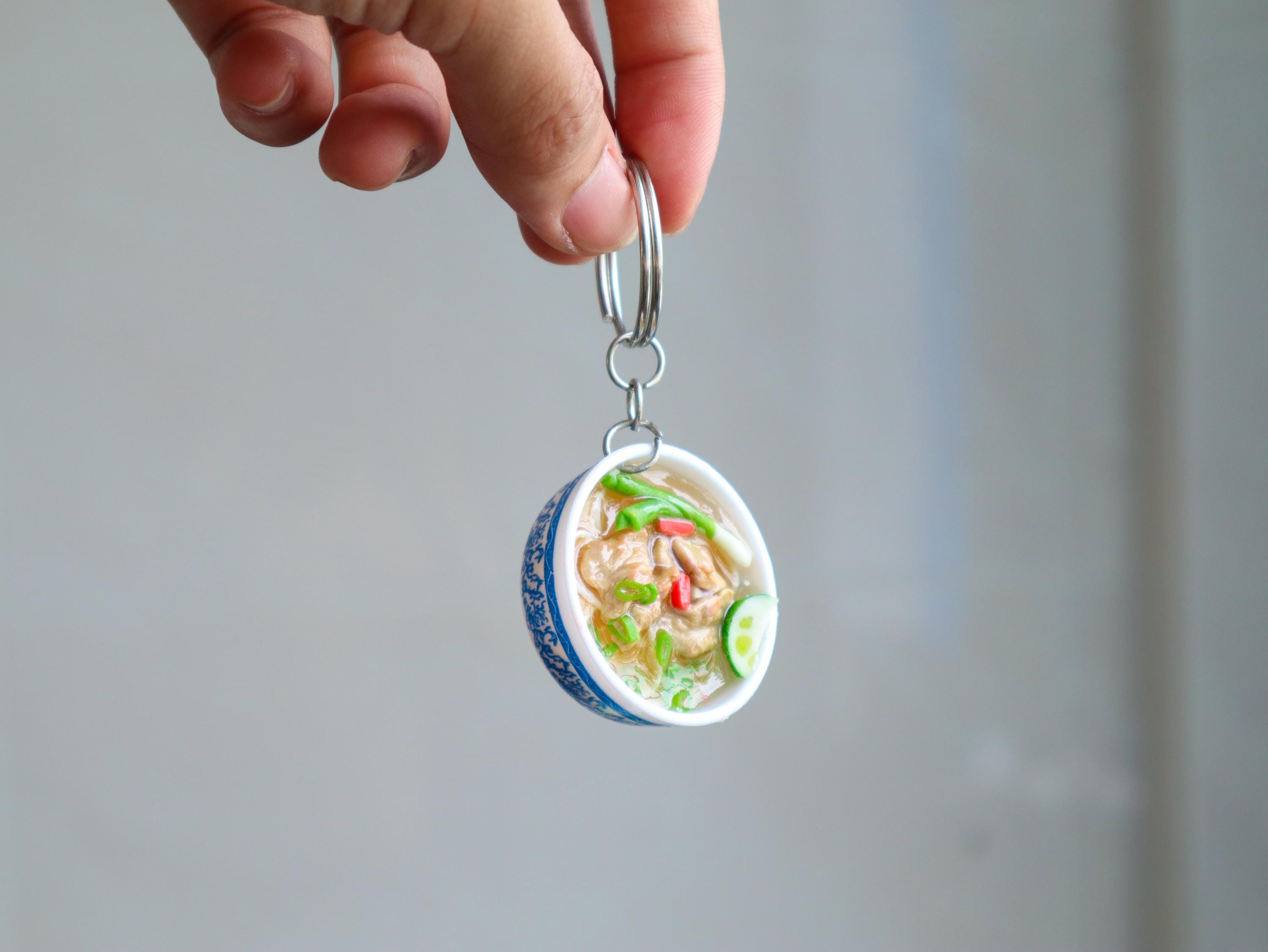 Miniature Pho Bo Keychain: Handmade Polymer Clay Vietnamese Food ...