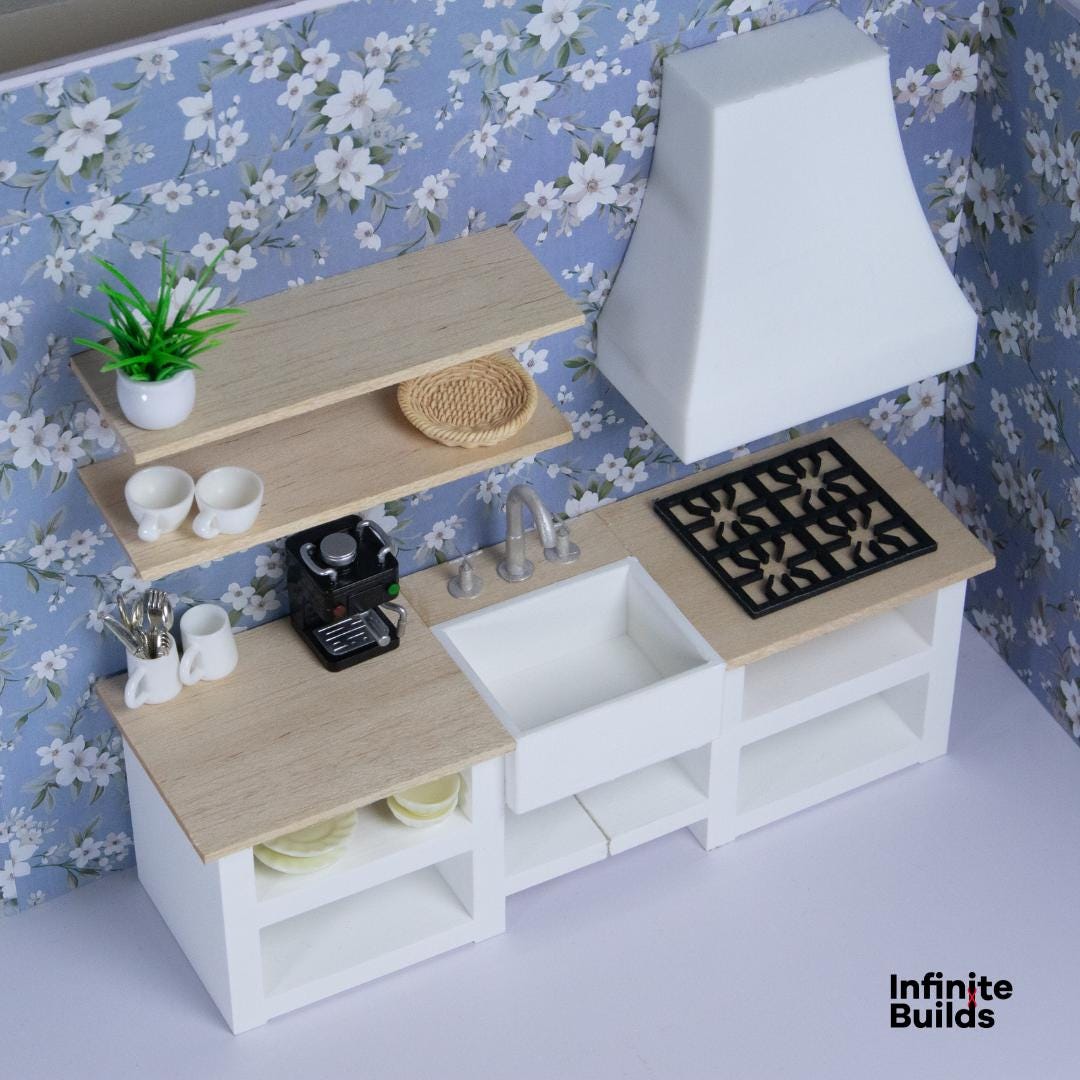 Modern Miniature Kitchen Set | Dollhouse Kitchen | 1:12 Scale - Etsy