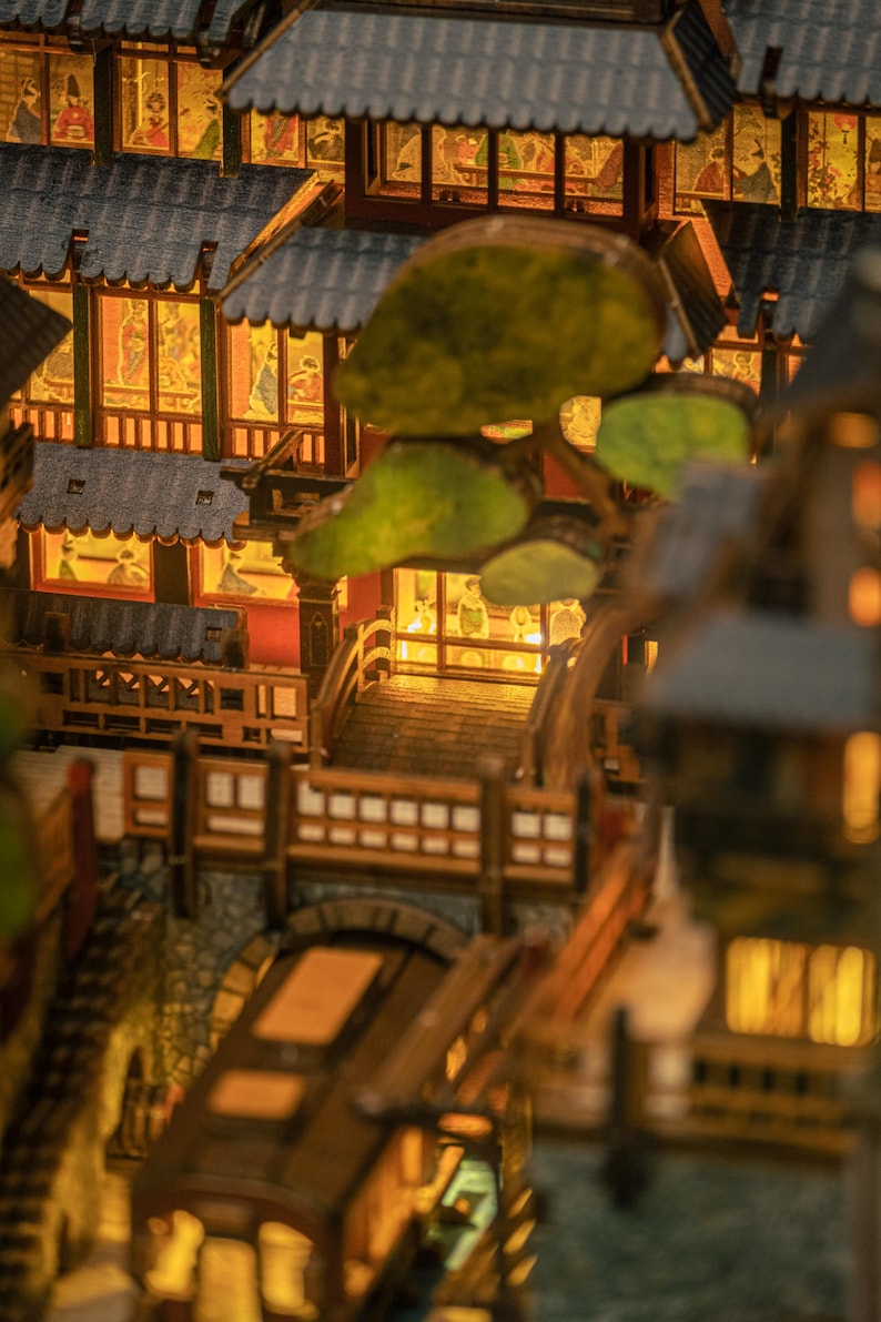 Ginzan Onsen Book Nook DIY | 1:64 Wooden Miniature Japanese Street ...