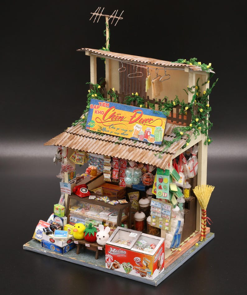 Miniature Vietnamese Convenience Store DIY Kit: Tiệm Sạp Khô Dollhouse ...
