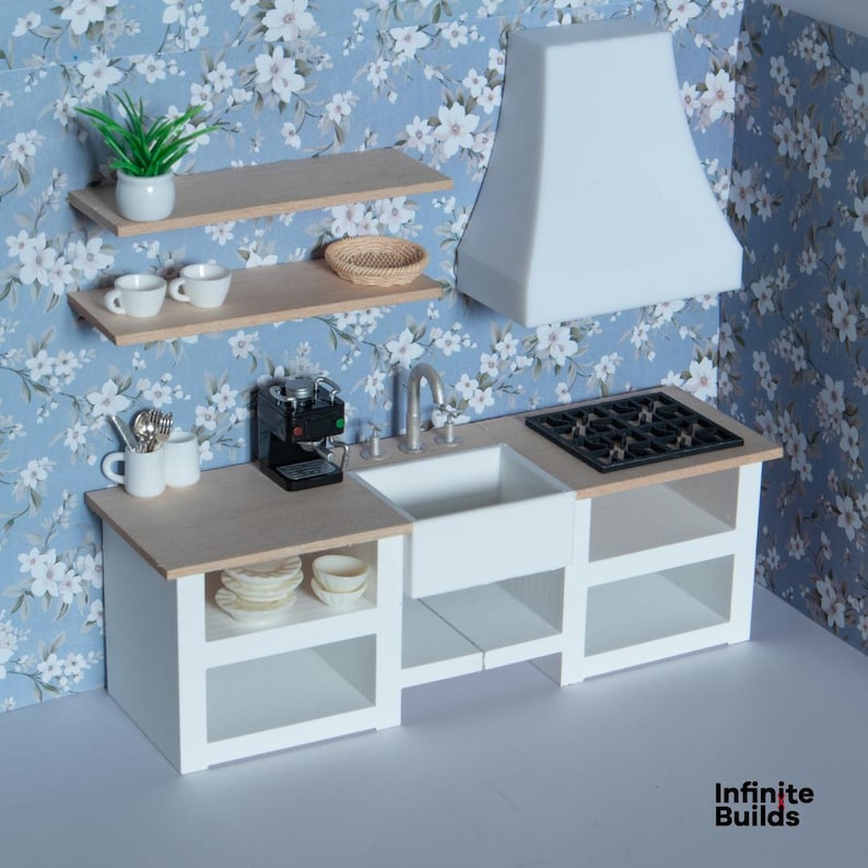 Modern Miniature Kitchen Set | Dollhouse Kitchen | 1:12 Scale - Etsy