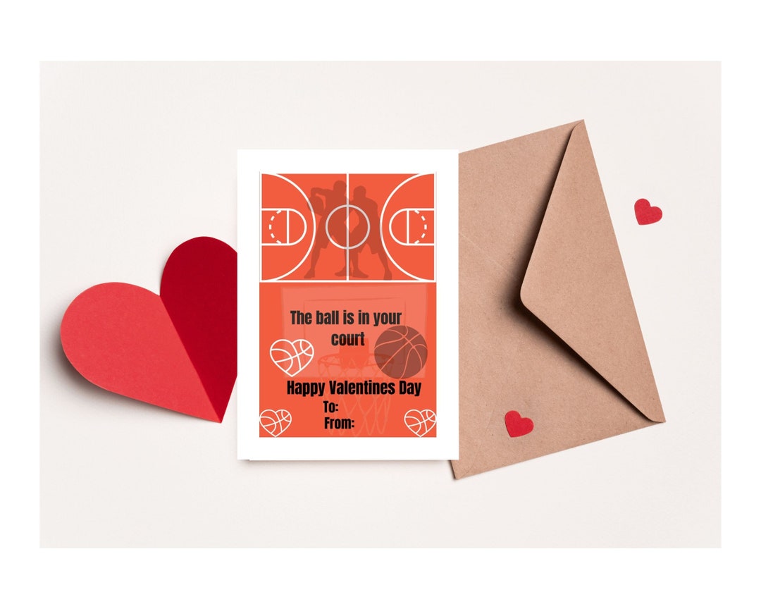 Printable Basketball Valentines Card, Digital Valentine Card, Boys ...