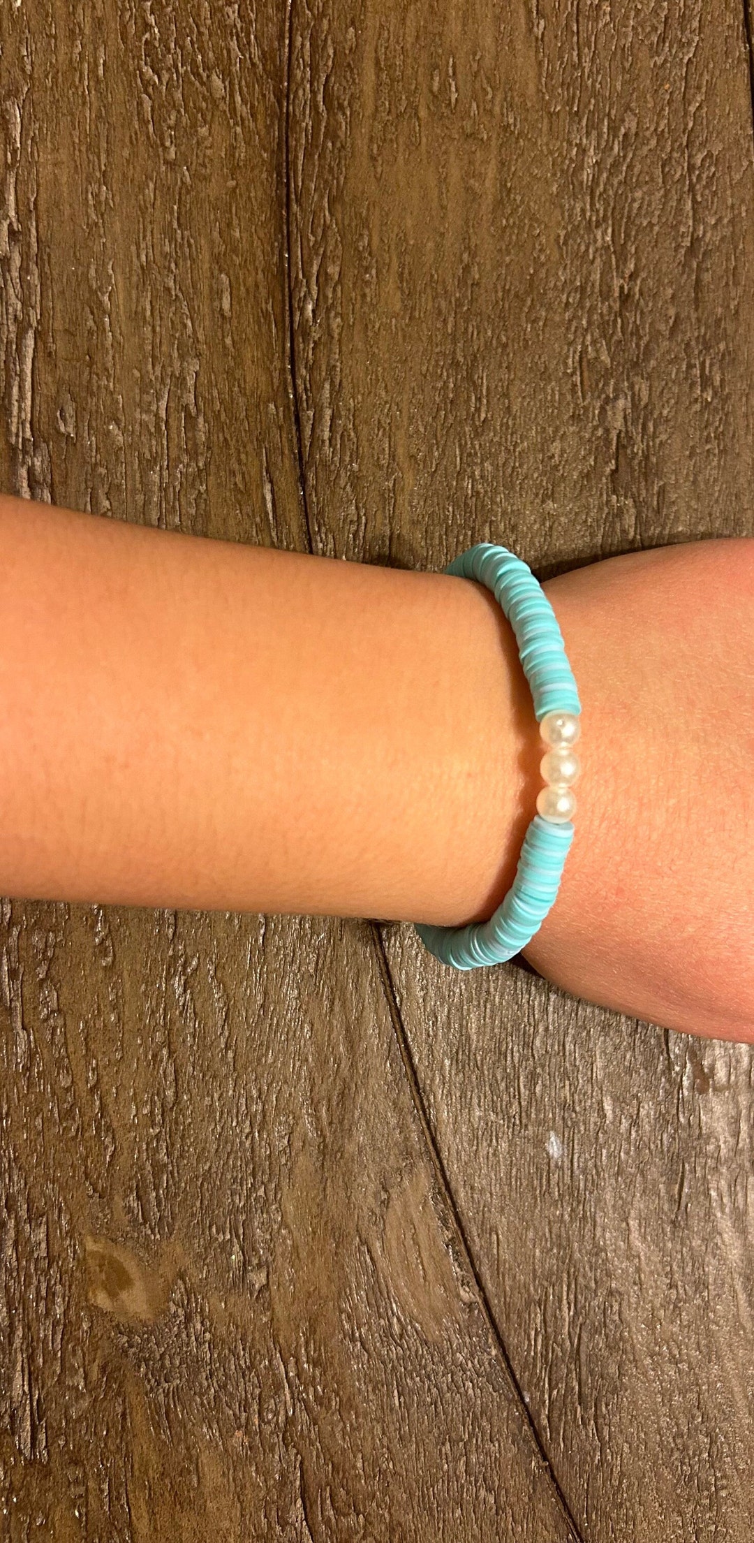Preppy Blue Pearl Bracelet | Preppy | Clay Bead Bracelets | Cute Summer ...