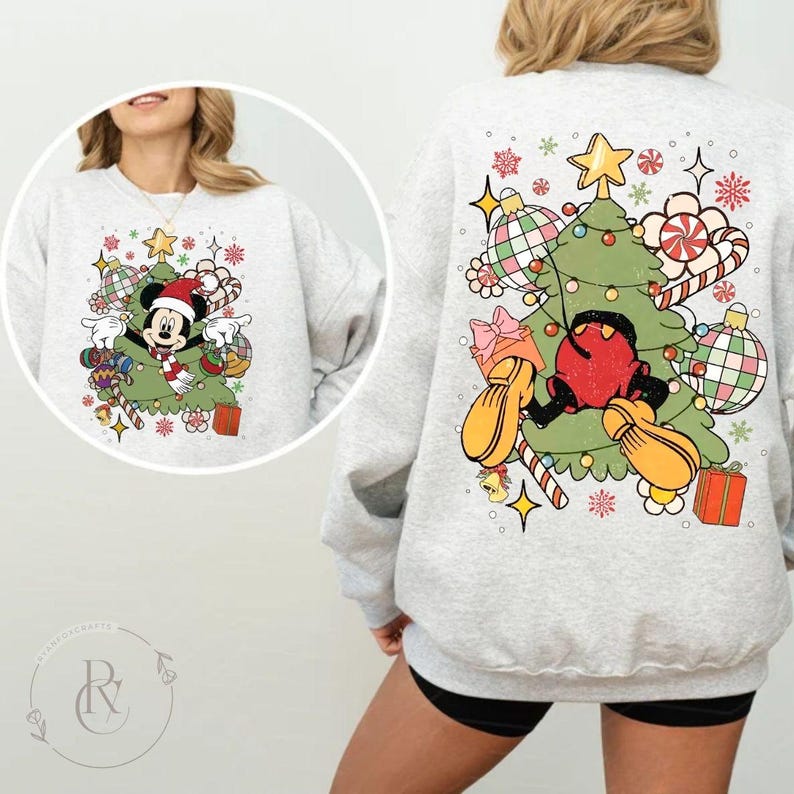 Retro Christmas Mouse Front and Back Design Png, Christmas Mouse and ...