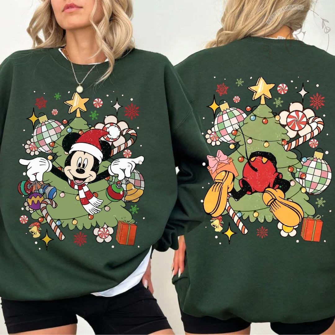 Retro Christmas Mouse Front and Back Design Png, Christmas Mouse and ...