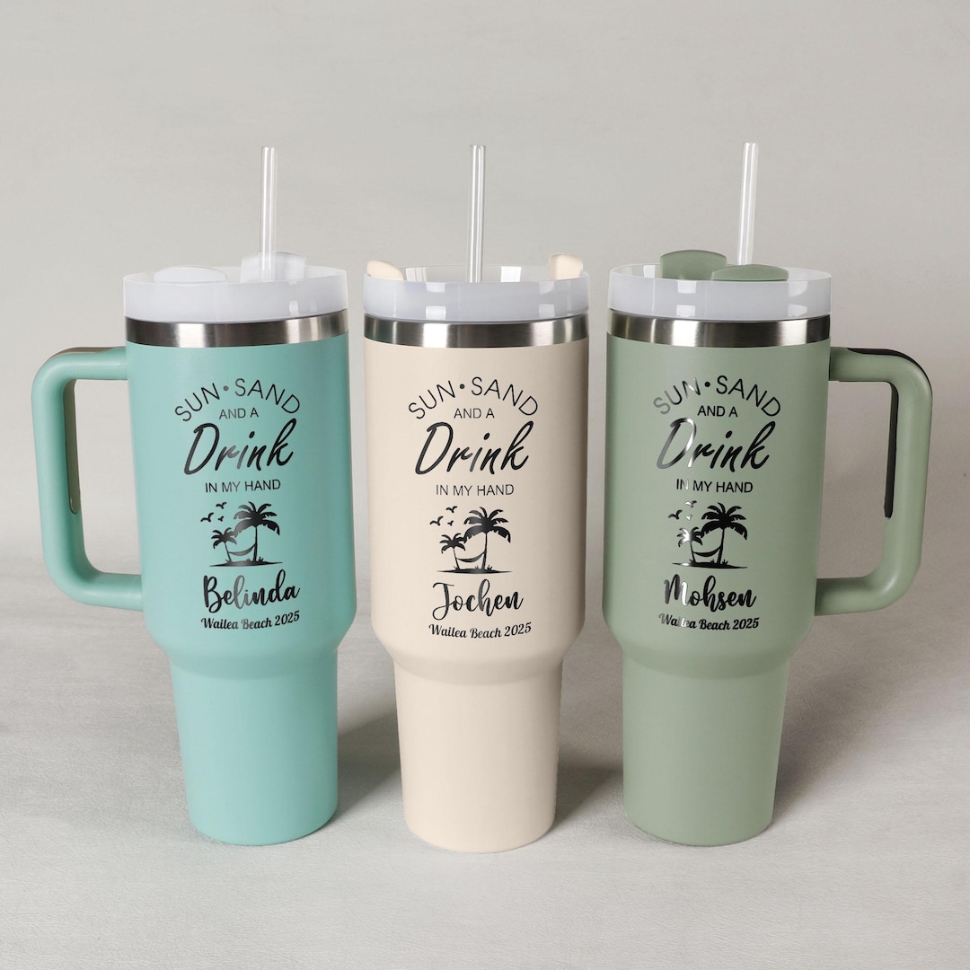 Personalized Beach Tumbler for Girl's Trip, Custom Vacation 40 Oz ...