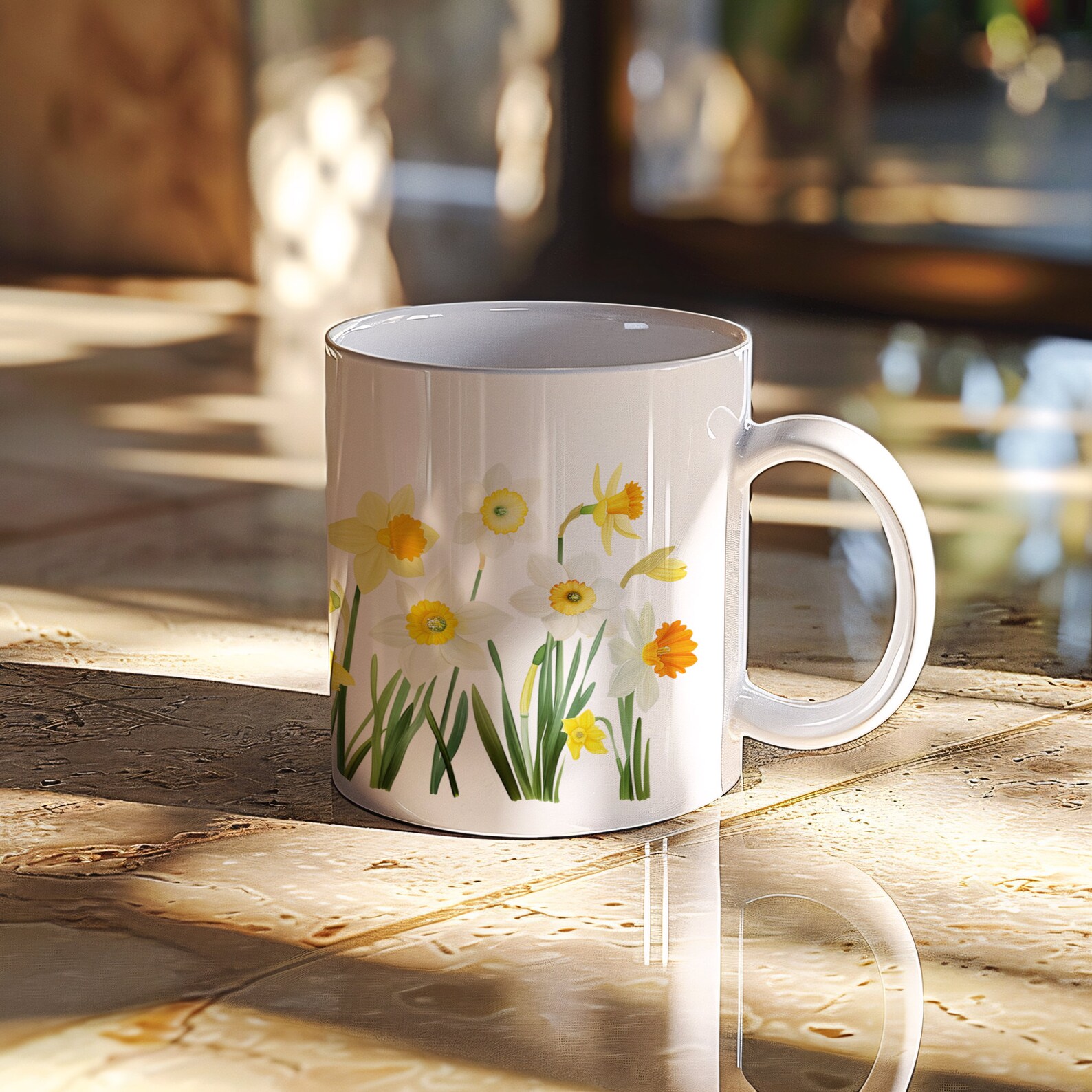 Spring Daffodil Mug, Floral Coffee Cup, Blooming Narcissus Tea Mug ...