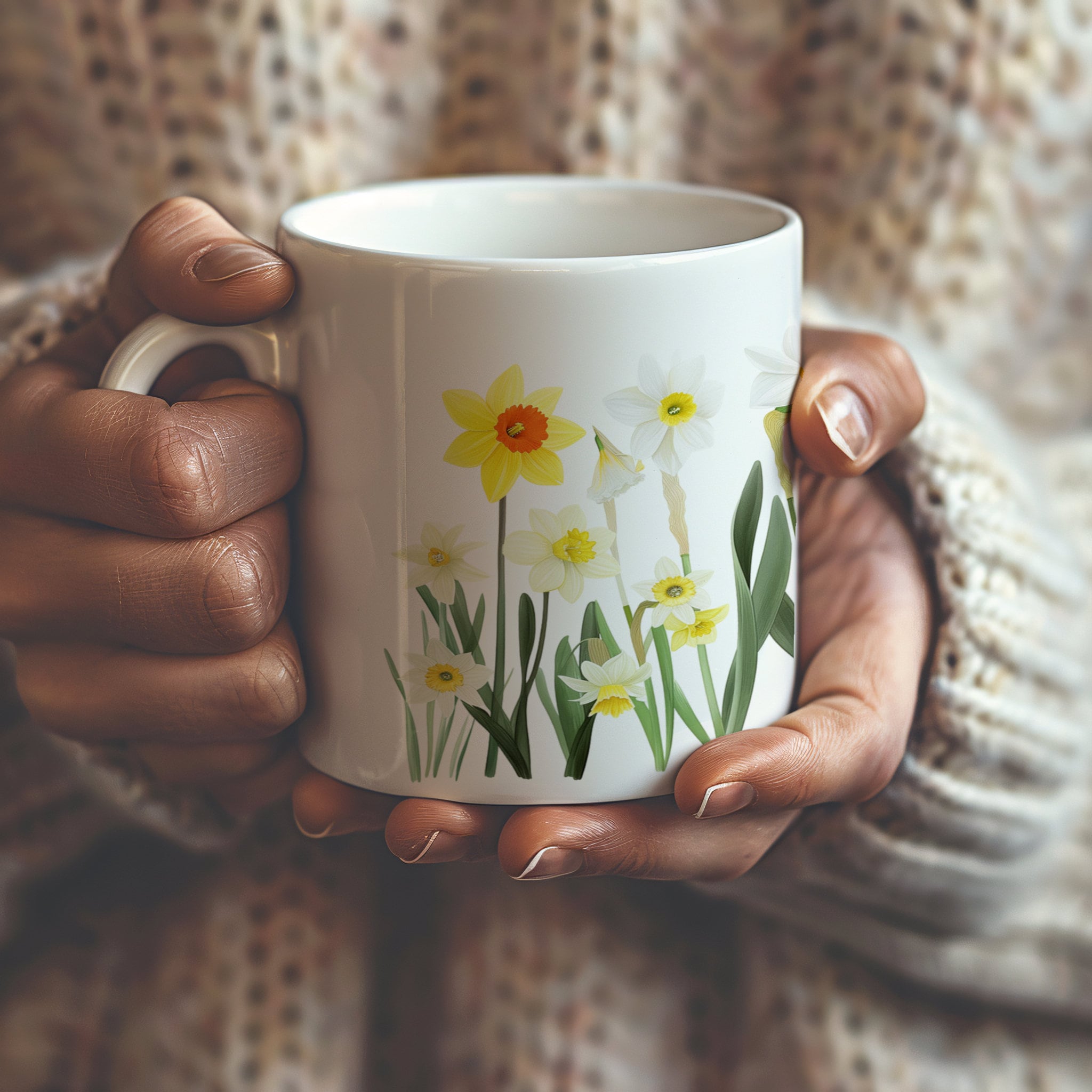 Spring Daffodil Mug, Floral Coffee Cup, Blooming Narcissus Tea Mug ...