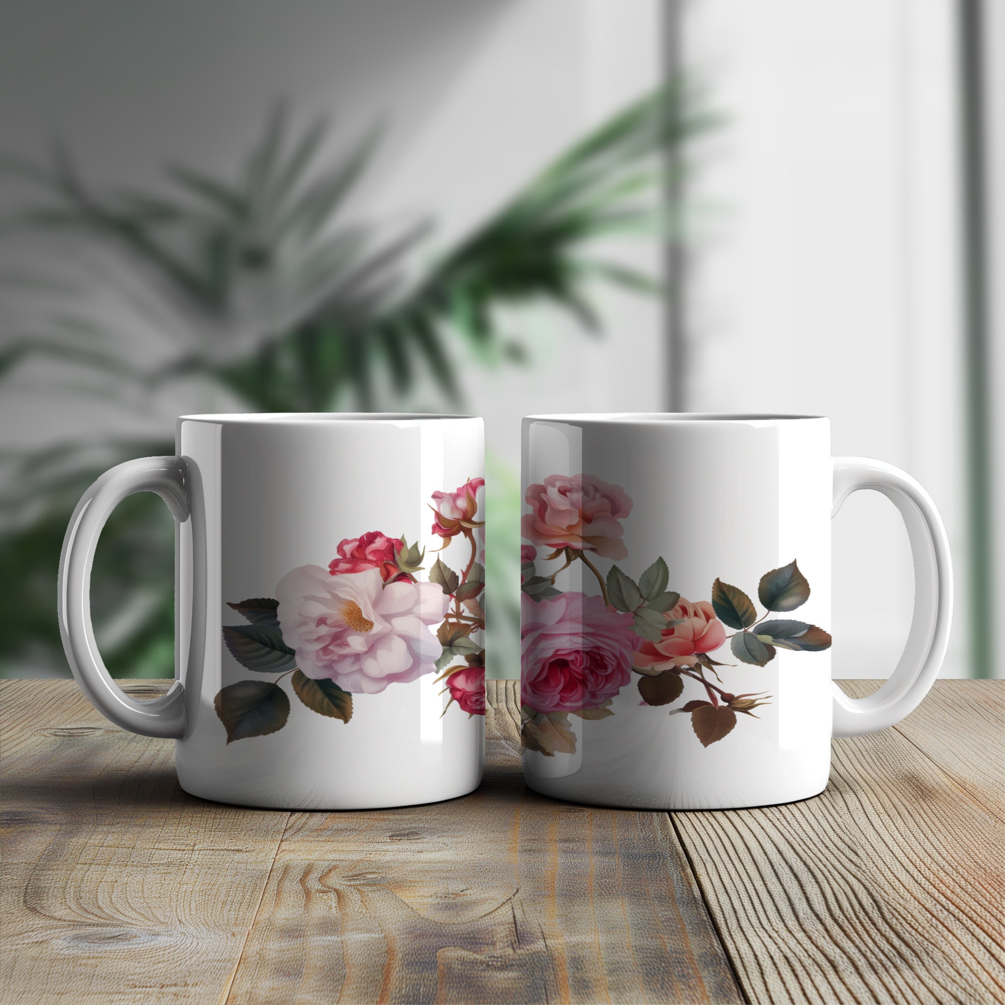 Rose Flower Coffee Cup, Elegant Botanical Tea Mug, Gift for Gardener - Etsy