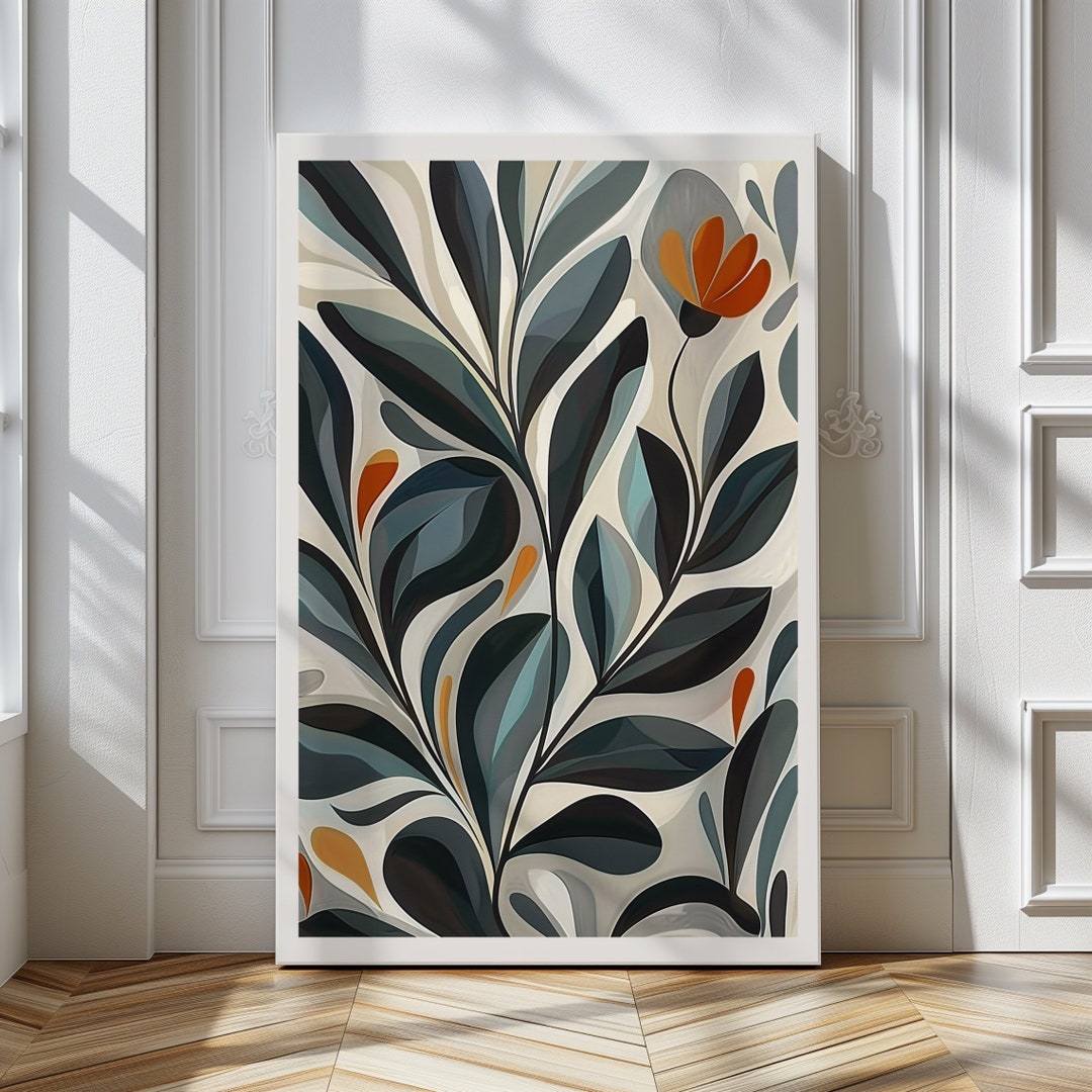 Modern Leaf Canvas Print, Boho Wall Decor, Large Plant Art, Minimalist ...