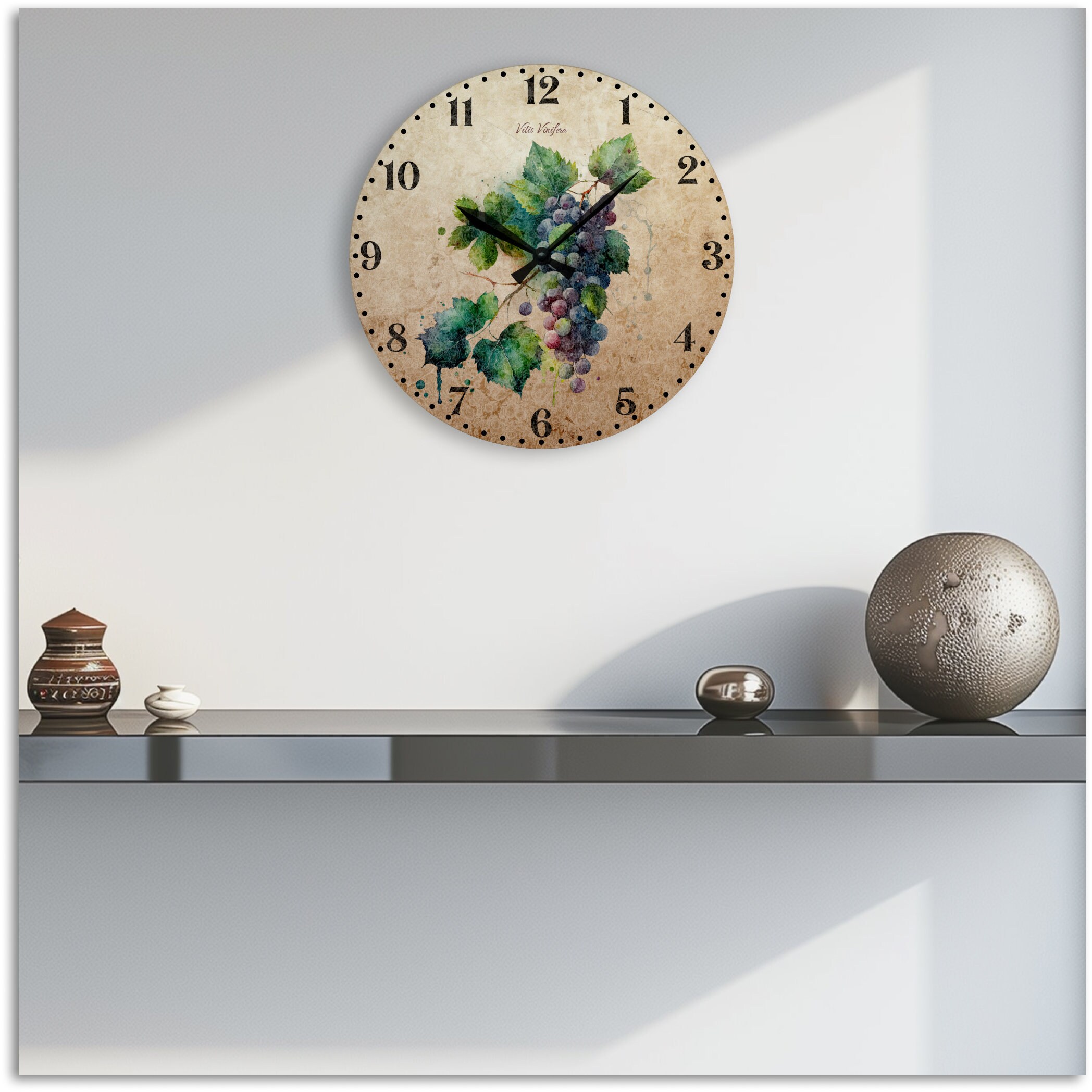 Rustic Grapevine Kitchen Wall Clock, Vintage Style Winery Decor, Large ...