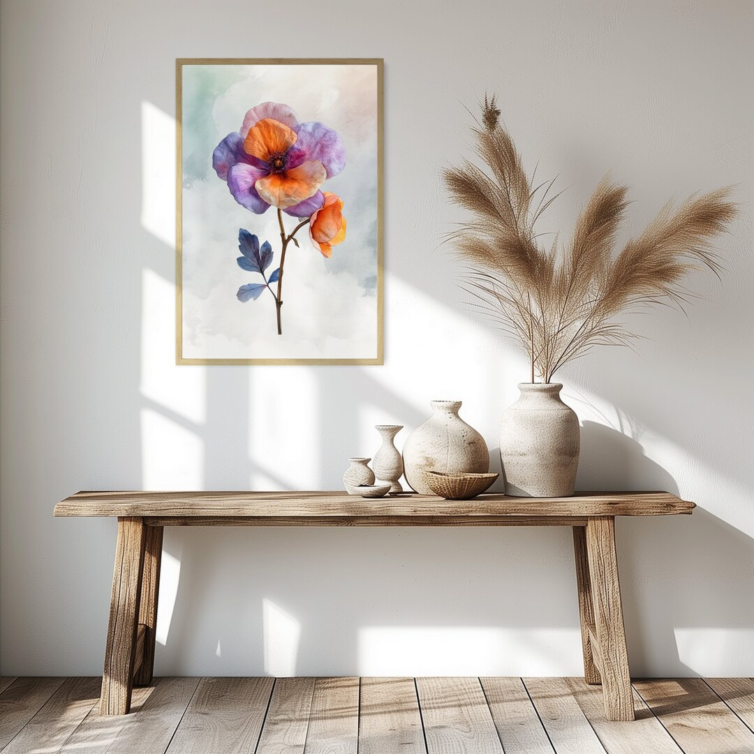 Watercolor Pastel Flower Poster Prints, 5 Botanical Designs to Choose ...