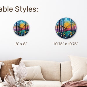 Whimsical Forest Wall Clock, Vibrant Nature Art, Round Colorful Floral ...