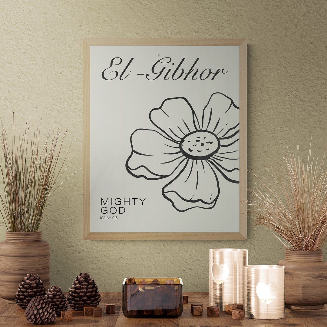 El Gibhor Mighty God Isaiah 9:6 Names of God Christian Wall Art Hebrew ...