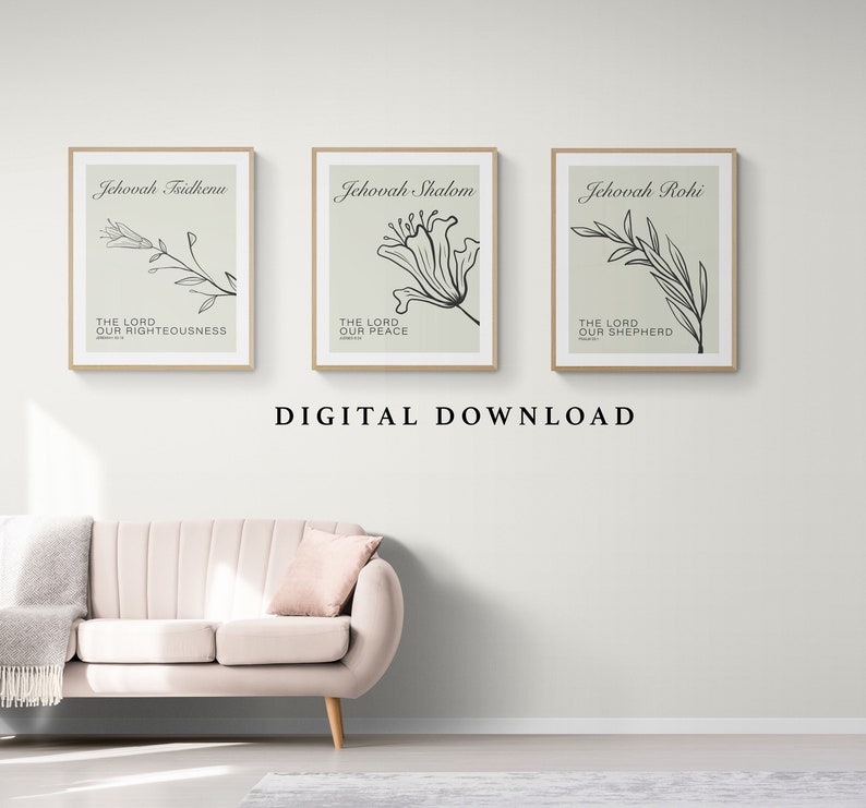Hebrew Names of God Printable Art Set of 15 Shaddai Jireh Rapha Nissi ...
