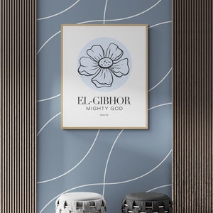 El Gibhor Hebrew Names of God Printable Wall Art Minimalist Abstract ...