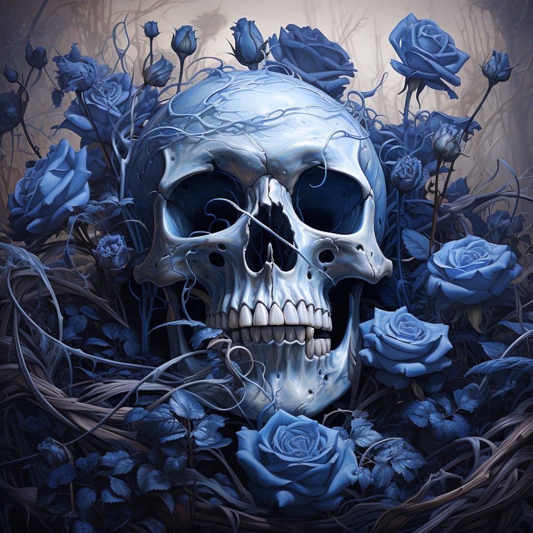 Rose, Blue Rose, Skull, Skulls - Etsy