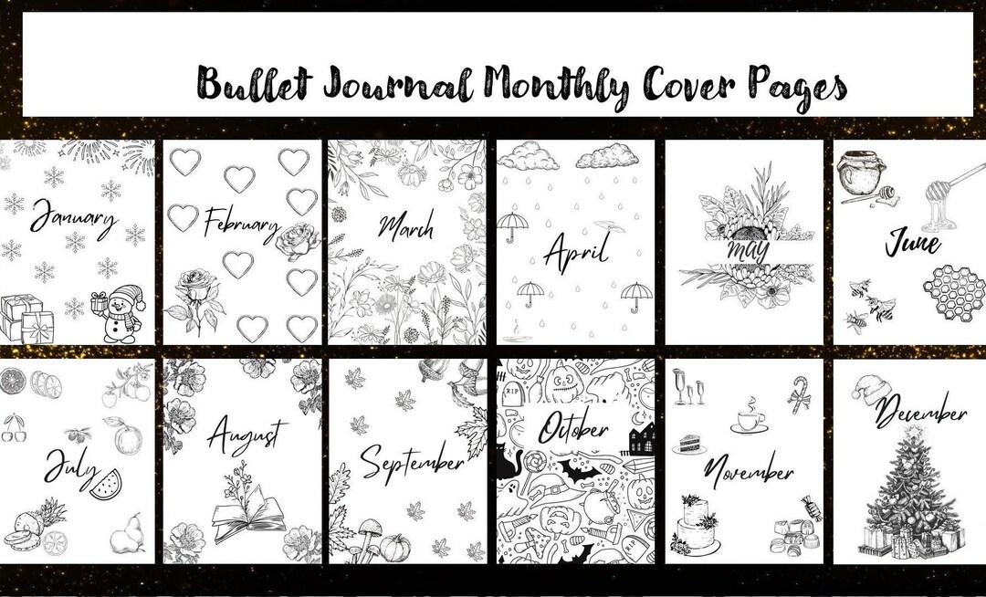 12 Printable Monthly Cover Pages, A5 Journal Monthly Title Page ...