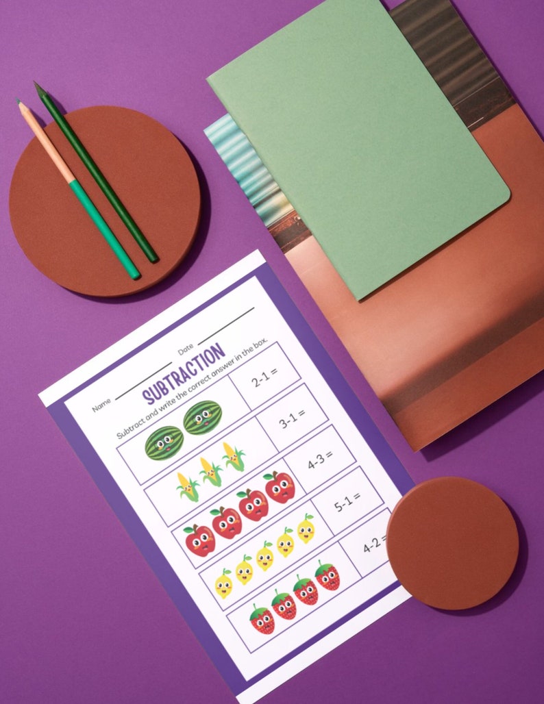 Subtraction Worksheet, Toddler Workbook for Homeschooling With Math ...