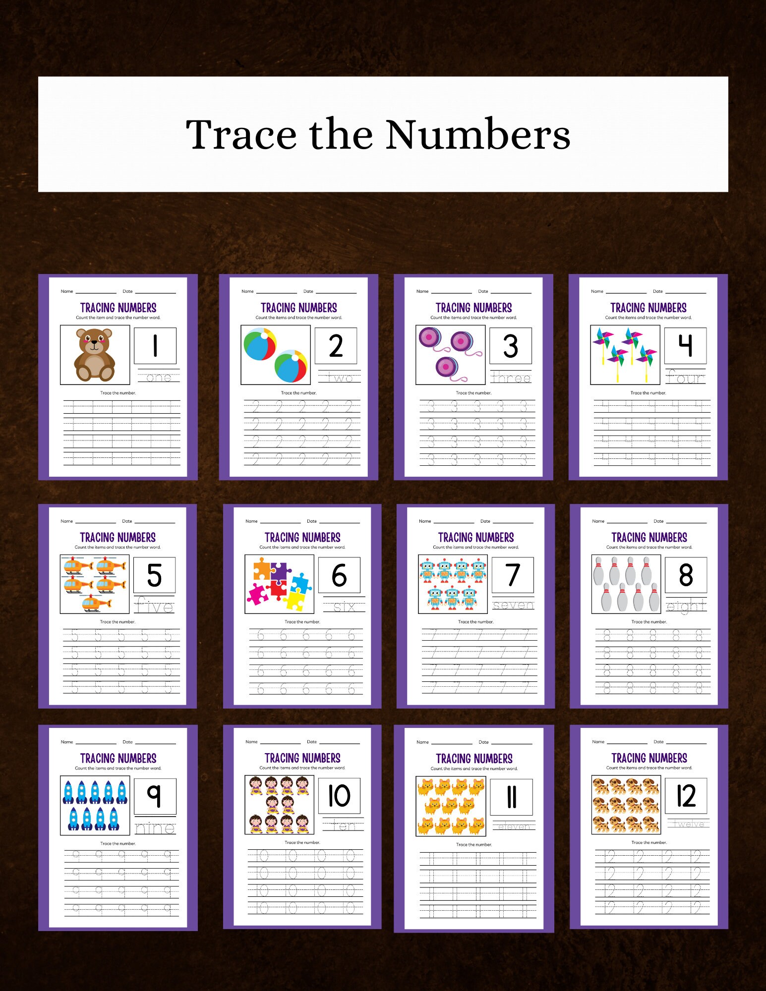 1-20 Number Tracing, Preschool Printables, Handwriting Practice, Kids ...