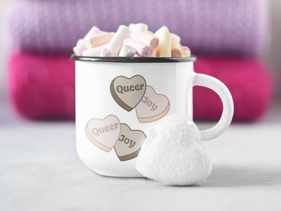 Queer Joy Enamel Mug LGBTQ Mug Queer Owned Shops LGBTQIA Work From Home ...