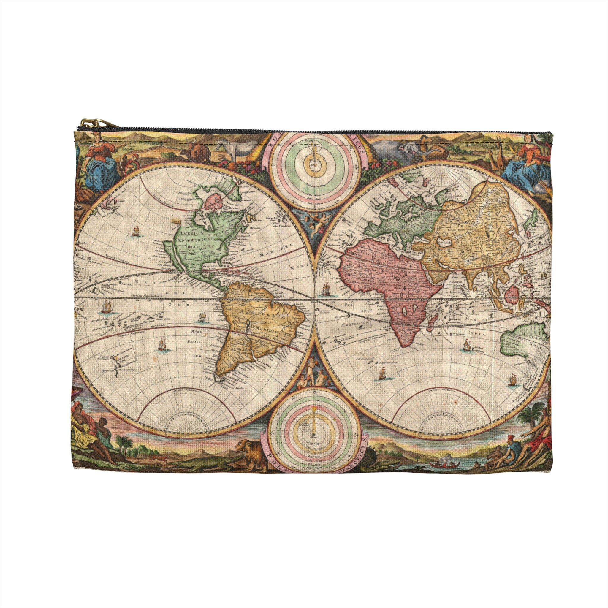 Old World Map Accessory Bag, Vintage Map of the World Travel Bag ...