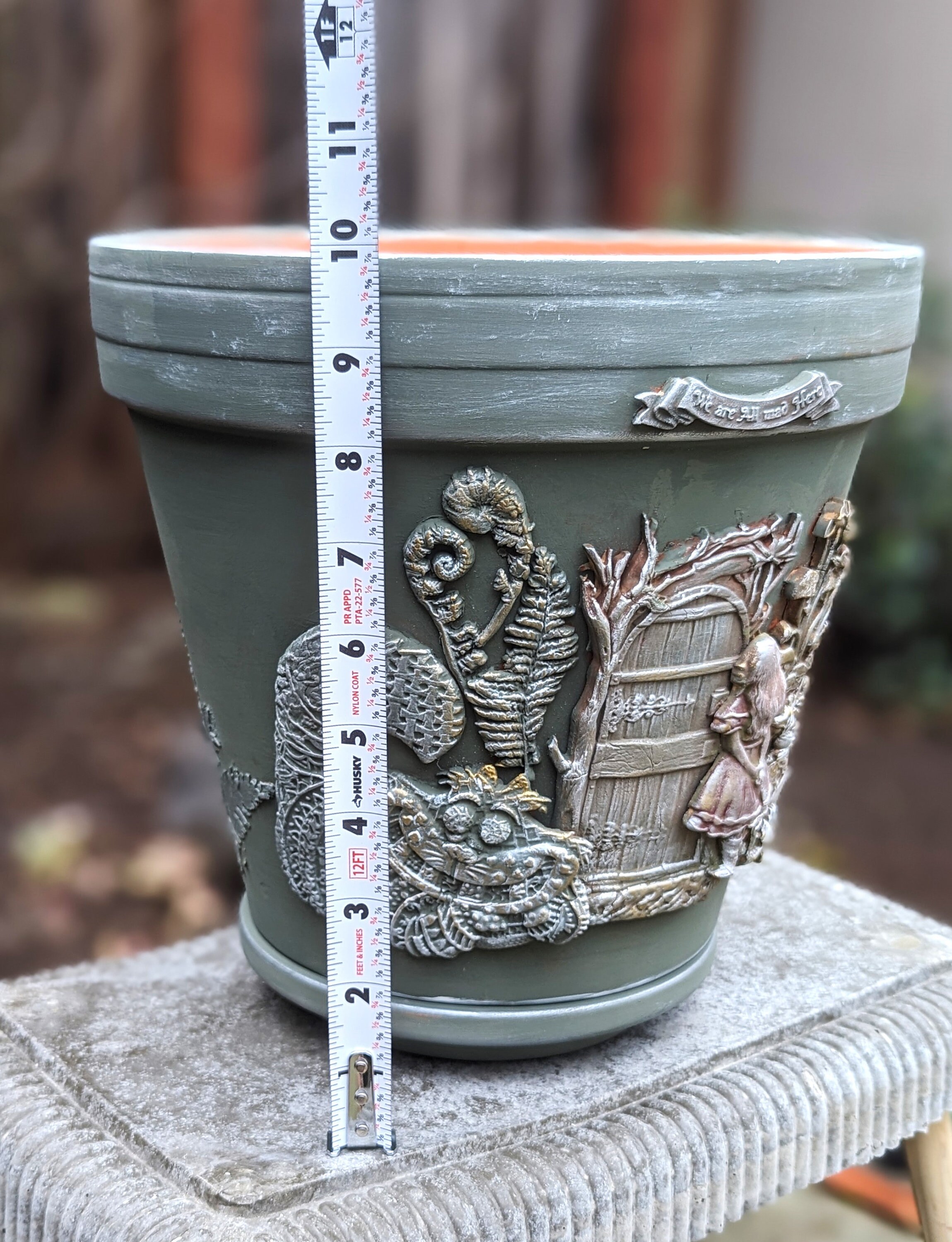 Alice in Wonderland Planter: Handmade Clay Flower Pot, Garden Decor - Etsy