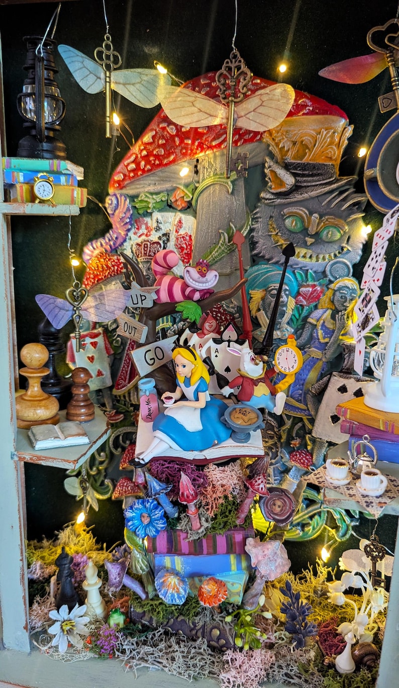 Alice in Wonderland Shadow Box Cabinet – Handcrafted Light-up Diorama ...