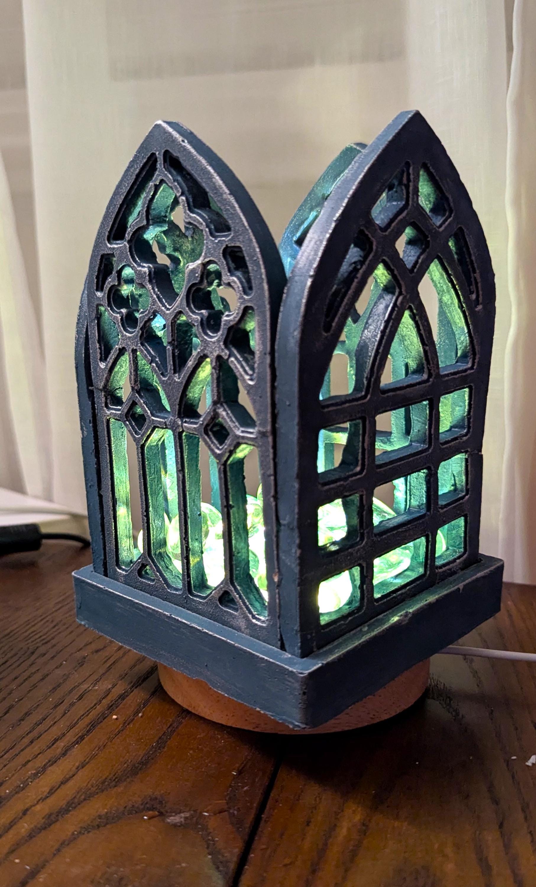Gothic-inspired USB Lamp With Hand-painted Cement and Gemstone Light ...